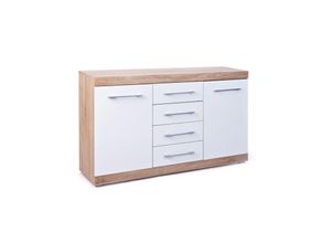 4010340196130 - Altri - Buffet mit 2 Türen und 4 Schubladen aus Eiche und weißem Laminat 155x40x87h cm