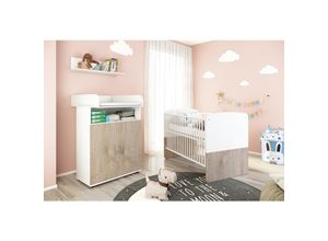 4260347792617 - nonjoo Babyzimmer Hanna Set 1 best aus Babybett Kommode Wickelaufsatz und Wandboard