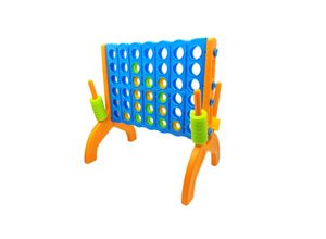 4251357600115 - Alldoro - xl Vier-Gewinnt Spiel 4 Gewinnt Spielset groß inkl 42 Jumbo Ringen Spielzeug für drinnen & draußen 73 x 49 x 725 cm - Blau orange