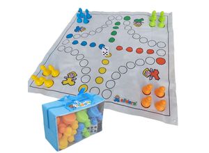 4251357600603 - alldoro - XXL Garten Ludo mit Tragetasche inkl Spielfeld 150x150cm Spielfiguren (135cm) 4 Haken 1 Würfel (8x8cm)