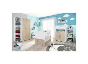 4260347792662 - nonjoo Babyzimmer Hanna Set 6 best aus Babybett Kommode Wickelaufsatz Wandboard Regal mit 3 Fächern Regal mit 6 Fächern und Kleiderschrank 2-trg