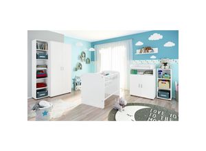 4260347792501 - nonjoo Babyzimmer Lunis Set 6 best aus Babybett Kommode Wickelaufsatz Wandboard Regal mit 3 Fächern Regal mit 6 Fächern und Kleiderschrank 2-trg