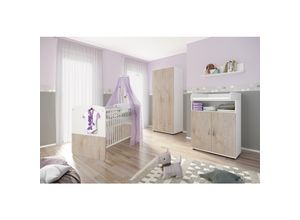 4260347792631 - nonjoo Babyzimmer Hanna Set 3 best aus Babybett Kommode Wickelaufsatz Wandboard und Kleiderschrank 2-trg