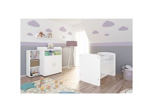 4260347792464 - nonjoo Babyzimmer Lunis Set 2 best aus Babybett Kommode Wickelaufsatz Wandboard und Regal mit 3 Fächern