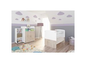 4260347792624 - nonjoo Babyzimmer Hanna Set 2 best aus Babybett Kommode Wickelaufsatz Wandboard und Regal mit 3 Fächern