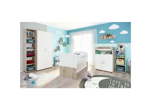 4260347792822 - nonjoo Babyzimmer Lani Set 6 best aus Babybett Kommode Wickelaufsatz Wandboard Regal mit 3 Fächern Regal mit 6 Fächern und Kleiderschrank 2-trg