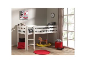 5420070207430 - Spielbett Kinderzimmer PINOO-12 in Kiefer massiv weiß lackiert mit Leiter b h t ca 210 114 106 cm - weiß