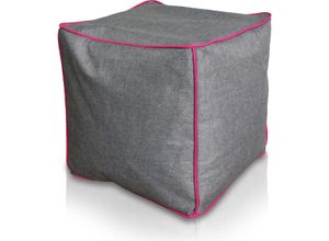 4024008052881 - KINZLER Hocker eckig Leinenoptik mit Neon-Piping Magenta