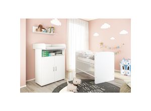 4260347792457 - nonjoo Babyzimmer Lunis Set 1 best aus Babybett Kommode Wickelaufsatz und Wandboard