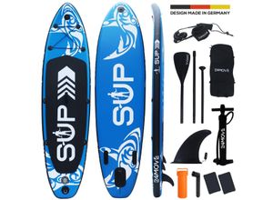 4099799000076 - 24MOVE® Standup Paddle Board SUP inkl umfangreichem Zubehör Paddel und Hochdruckpumpe BLAU 366x80x15cm