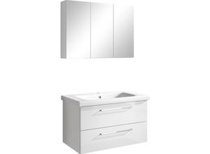 4260465774083 - Inter Handels Badmöbel Set NEAPEL 2 tlg - Spiegelschrank Waschbeckenschrank 80 cm Hochglanz Weiß