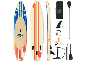 0736542306385 - Costway aufblasbares Paddleboard Boot Stand-up Surfbrett 335 x 76 x 15 cm Streifenmuster bunt