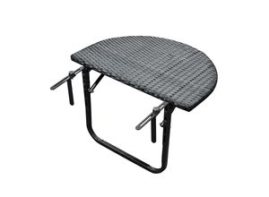 4050747883875 - Verstellbar für verschiedene Geländerstärken Balkonhängetisch 60x40cm Metall + Polyrattan schwarz