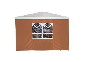 4050747454372 - Mit Doppelfenster Seitenplane für Pavillon 3x19 Meter Polyester terracotta mit Fenster