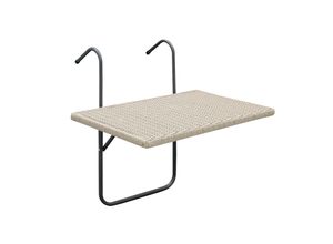 4050747603824 - Optimal für kleine Balkone und Terrassen Balkonhängetisch 60x40cm Metall + Polyrattan grau