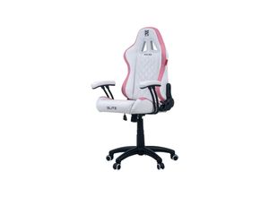 4056551138569 - ELITE Gaming-Stuhl für Kinder PULSE ergonomisch bis 120kg verstellbare Höhe Wippmechanik Kissen (Weiß Pink)