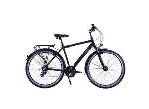 4260471753690 - HAWK Trekking Premium Fahrrad Black Herren 28 Zoll Rahmenhöhe 52cm Fahrrad mit Microshift 24 Gang Kettenschaltung & Beleuchtung I Allrounder I Schwarz