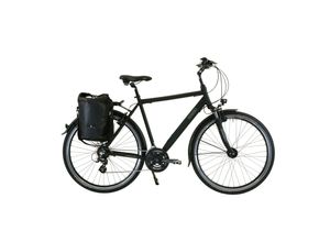 4260471753782 - HAWK Trekking Premium Fahrrad inkl Tasche  Black Damen 28 Zoll - Rahmenhöhe 57cm Fahrrad mit Microshift 24 Gang Kettenschaltung & Beleuchtung I Allrounder I Schwarz