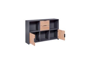 4010340723428 - Inter Link - Pepeto Sideboard 2 Schubladen 2 Türen 3 Ablagen grau Artisan Eiche dekor