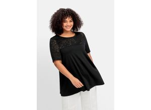 4063136859894 - Große Größen Shirt mit Lasercut-Muster in A-Linie schwarz Gr56 58