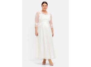 4061303445659 - Große Größen Abendkleid mit Spitzenapplikationen in Corsagenoptik offwhite Gr56