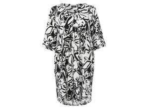 4052481523888 - Große Größen Kleid aus Viskose mit abstraktem Blumenprint schwarz gemustert Gr52