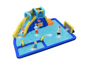 0736542322040 - Hüpfburg mit Wasserrutsche Aufblasbare Springburg Spielpool Wasserspielcenter Spielplatz Wasserpark Planschbecken 525x373x205cm - Costway