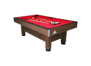 8717973930563 - - Saphir Billardtisch 7ft in Braun   Rot | Höhenverstellbarer Pooltisch inkl Zubehör | Tischbillard für Kinder und Erwachsene | Indoor Pool  