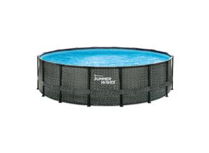 4895215106939 - Summer Waves Elite Pool Komplett-Set inkl Filterpumpe & Poolcover Ø 488x122 cm rattan grau