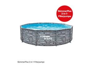 4895215107585 - Summer Waves Active Pool Komplett-Set inkl Filterpumpe & Poolcover 305 x 76 cm steingrau