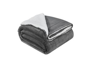 4260565526629 - Fleecedecke mit Sherpa - flauschig warm waschbar - Decke   Plaid für Bett und Couch - Tagesdecke Kuscheldecke - 150x200 cm - Dunkelgrau - Juskys