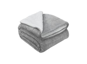 4260565526636 - Fleecedecke mit Sherpa - flauschig warm waschbar - Decke   Plaid für Bett und Couch - Tagesdecke Kuscheldecke - 150x200 cm - Hellgrau - Juskys