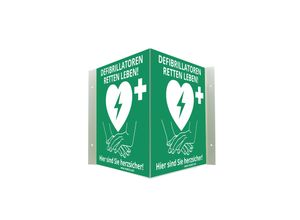 4260301053655 - Defibrillator Standort-Winkelschild B 450 x H 200 mm fluoreszierend