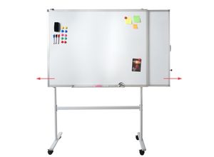 4057651567075 - Whiteboard MCW-C85b mit ausziehbarer Tafel Magnettafel Memoboard Pinnwand mobil rollbar inkl Zubehör 167x186cm