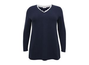 4063134073148 - Große Größen Pullover mit Spitze und Rippbündchen marine Gr56 58