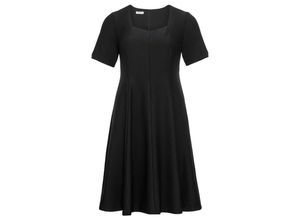 4063134612996 - Große Größen Kleid mit Halbarmen aus elastischem Crêpe schwarz Gr46