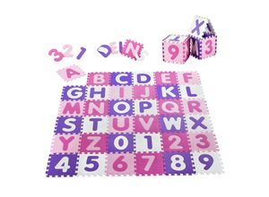 4260565522645 - Kinder Puzzlematte Juna – rosa für Mädchen – 36 Teile mit Buchstaben a-z & Zahlen 0-9 – ab 10 Monate – Schaumstoff Puzzle Spielmatte rutschfest