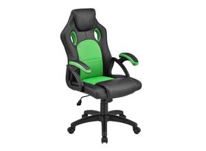 4260565521754 - Racing Schreibtischstuhl Montreal - ergonomisch höhenverstellbar & gepolstert bis 120 kg - Bürostuhl Drehstuhl pc Gaming Stuhl - grün - Juskys