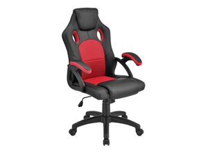 4260304763186 - Racing Schreibtischstuhl Montreal - ergonomisch höhenverstellbar & gepolstert bis 120 kg - Bürostuhl Drehstuhl pc Gaming Stuhl - rot - Juskys