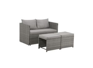 4260565527213 - 2in1 Polyrattan Relax Gartenmöbel Set Jamaika - Lounge für Balkon & Outdoor Balkonmöbel Grau