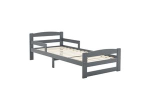 4260565527589 - Jugendbett Arona 90x200 cm mit Lattenrost - Bettgestell aus Massivholz in Grau - Einzelbett mit Rausfallschutz - Stauraum unter dem Bett - Juskys