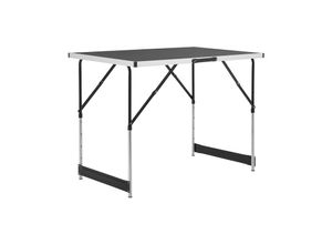 4260565527282 - Multifunktionstisch 3 teilig - klappbar höhenverstellbar - Alu Klapptisch 100x60 cm - Flohmarkt Tapeziertisch Campingtisch - Tisch Schwarz - Juskys