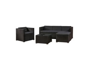 4260304769812 - Polyrattan Lounge Punta Cana L schwarz für 4-5 Personen – Sessel Sofa Tisch & Hocker