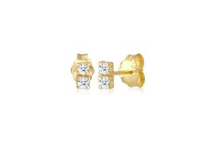 Image of Paar Ohrstecker ELLI DIAMONDS "Ohrstecker Duo Diamant (0.12 ct.) 375 Gelbgold" Ohrringe Gr. OneSize, 0.12 ct P1 = bei 10-facher Vergrößerung erkennbare Einschlüsse mit Diamanten, Gelbgold 375, goldfarben (gold, weiß) Damen Ohrstecker