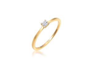 Image of Verlobungsring ELLI DIAMONDS "Prinzessschliff Diamant (0.1 ct) 585 Gelbgold" Fingerringe Gr. 52 mm, 0.02 ct P1 = bei 10-facher Vergrößerung erkennbare Einschlüsse, Gelbgold 585, 1 mm, goldfarben (gold, weiß) Damen Verlobungsringe