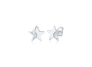 Image of Paar Ohrstecker ELLI DIAMONDS "Stern Star Diamanten (0.03 ct) Stecker 925 Silber" Ohrringe Gr. OneSize, 0.006 carat ct P1 = bei 10-facher Vergrößerung erkennbare Einschlüsse mit Diamanten, Silber 925 (Sterlingsilber), silberfarben (silber, weiß) Damen Ohr