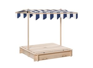 4251774906371 - Sandkasten mit verstellbarem Dach natur 106 x 106 x 121 cm(LxBxH) Sandkiste mit Lehnen Dach verstellbar Zedernholz Spielkiste für Kinder