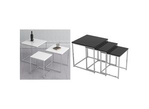 4051814419973 - 3-tlg Set Beistelltisch Couchtisch schlicht Sofatisch aus Metall und MDF Kaffeetisch - Glisal