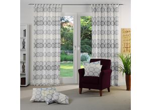 4004567226107 - Vorhang WIRTH Zirbello Gr 1 grau (hellgrau) B132cm H145cm Jacquard Baumwolle Polyester Gardinen