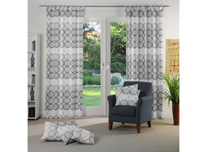 4004567226275 - Vorhang WIRTH Zirbello Gr 1 grau (dunkelgrau) B132cm H145cm Jacquard Baumwolle Polyester Gardinen